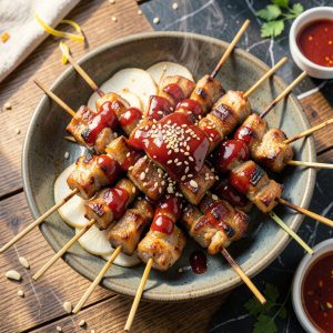 Asian Pork Skewers Recipe: Grilled Street Food With Sweet Chili Glaze ...