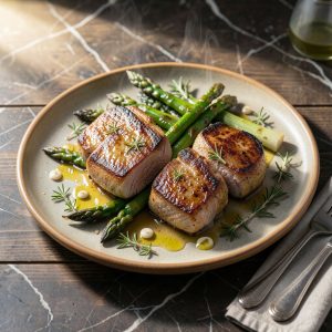 Pork Chop Asparagus Recipe: Pan-Seared with Garlic Herb Finish - Just ...